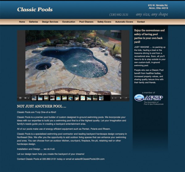 Classic Pools Website - DesignMonkey, Ltd